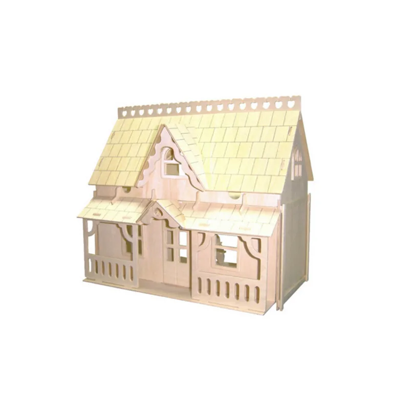 Educational 3D Wooden Miniature Toy House, DIY Wood House With 34pcs ...