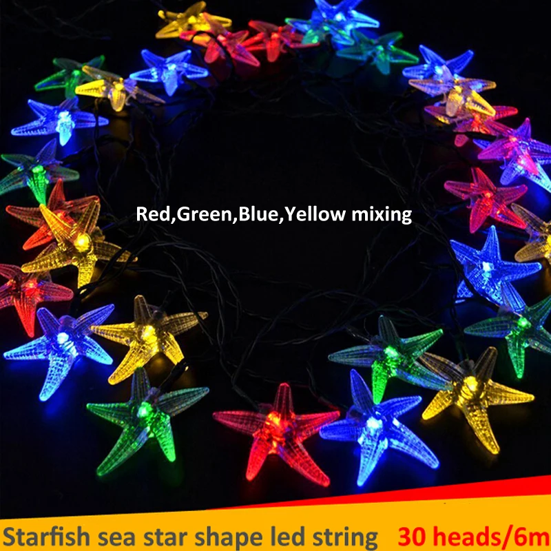 Magic Solar powered 30 heads 6m outdoor Starfish sea star shape led ...