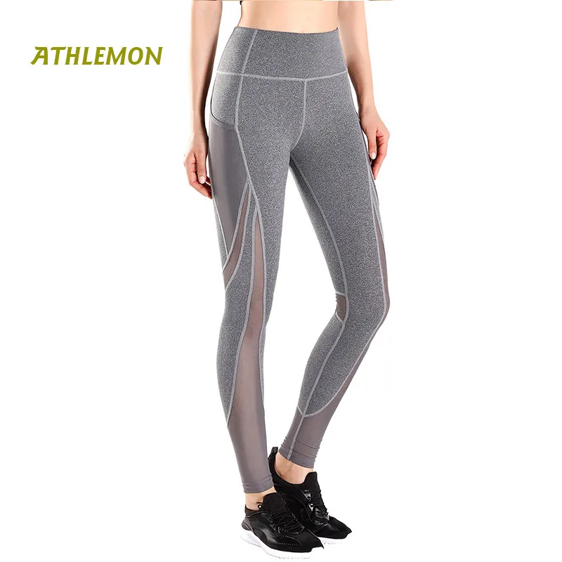 Jogging Yoga Pants With Pocket Women Sexy Mesh Plus Size Sports Leggins