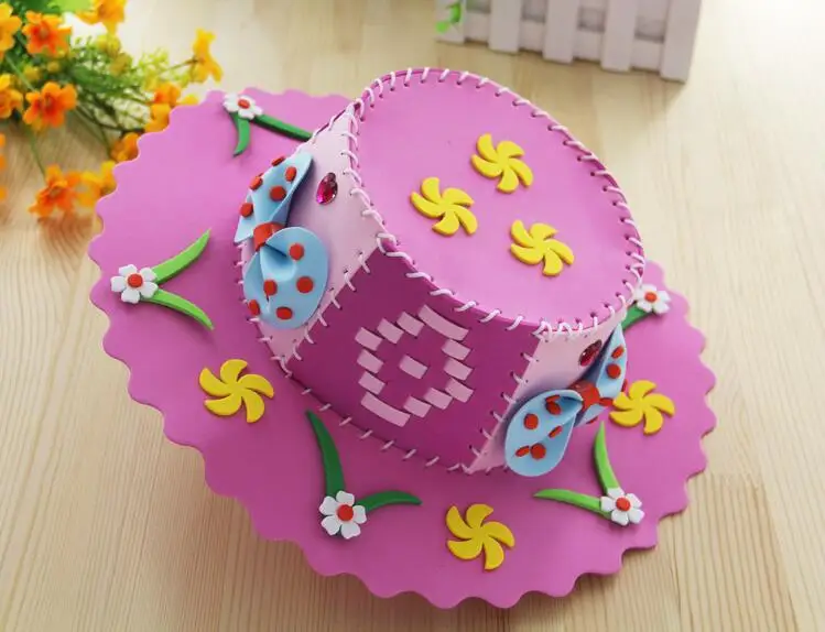 EVA Foam Paper Weaving Hat Flowers Stars Patterns Kindergarten Art ...