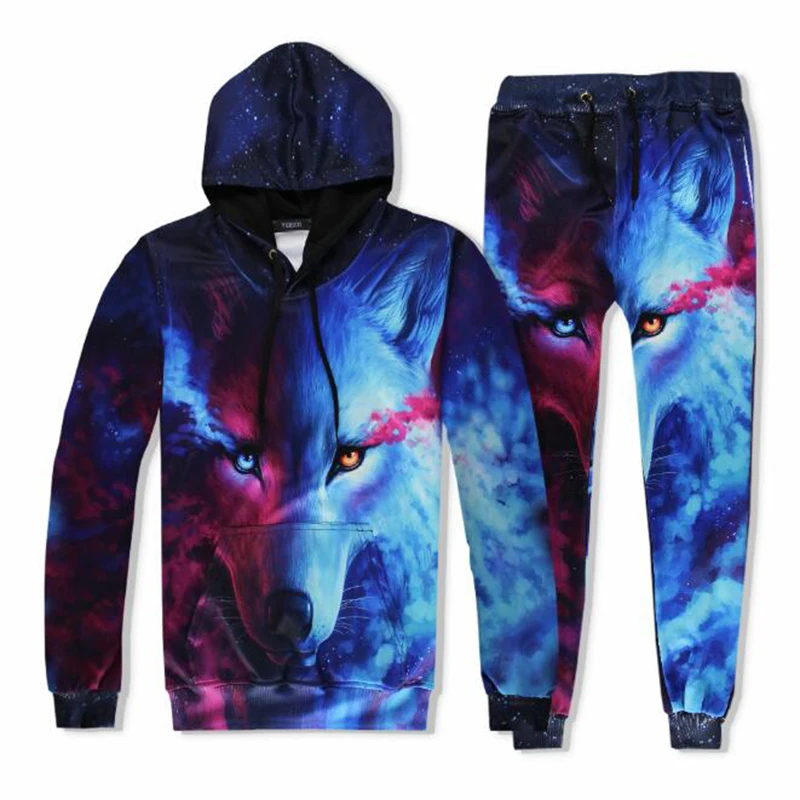 Galaxy Space Wolf Women Men Tracksuits 3D Printing Hooded Hip Hop ...