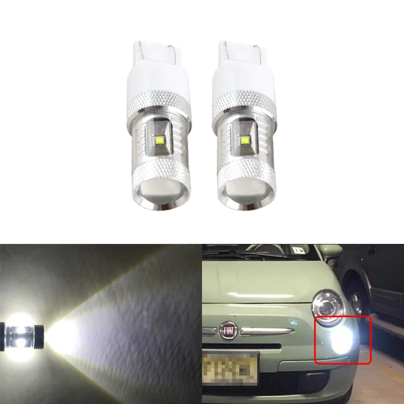 2PCs Xenon White 30W High Power Led Bulbs For Fiat 500 500L Daytime 