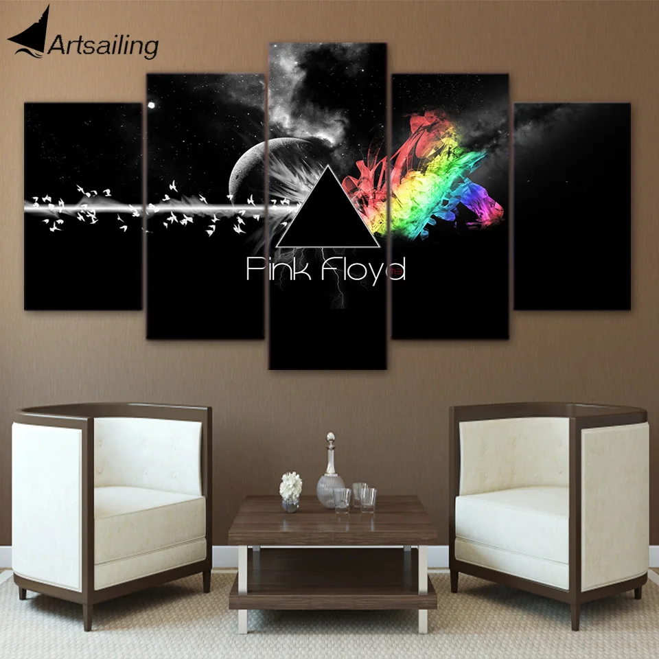 HD printed 5 piece canvas art rock music band Pink Floyd Paintings ...