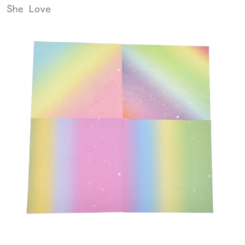 She Love 80 Sheets Gradients Rainbow Origami Paper Double Sided Square ...