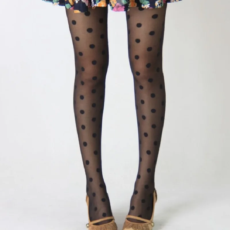 Womens Tights Classic Small Polka Dot Silk Stockings Thin Ladies Vintage Faux Tattoo Stockings