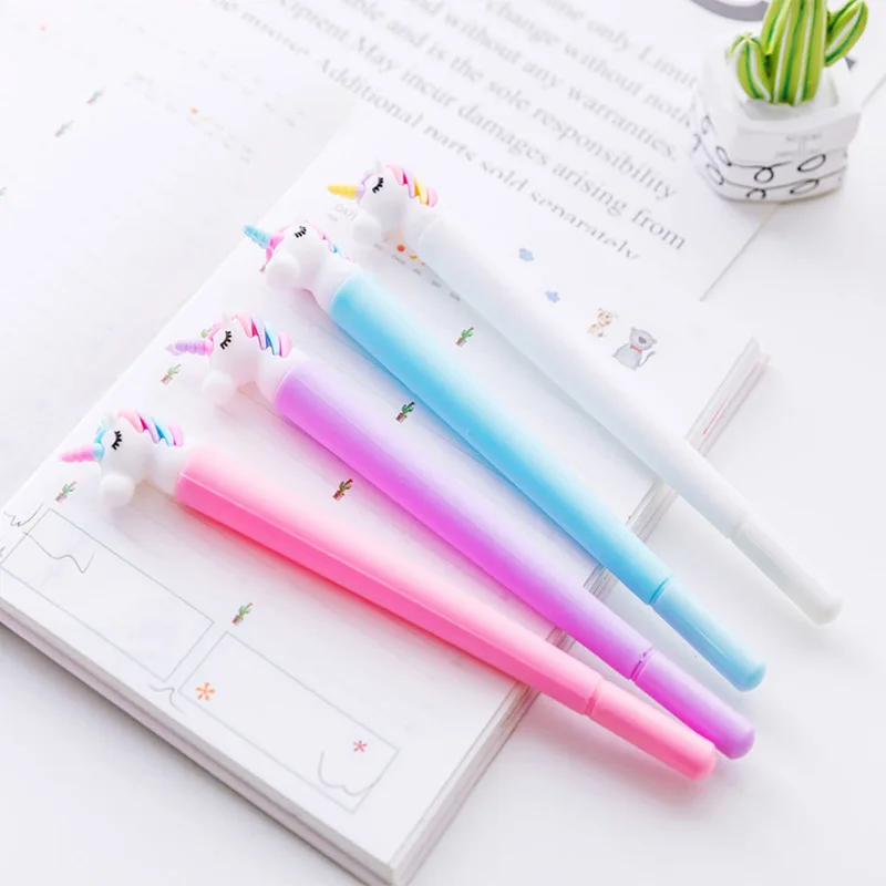 4PCS Unicorn Gel Pen Kawaii Cute Stationery Cartoon Cute Unicorn Black ...