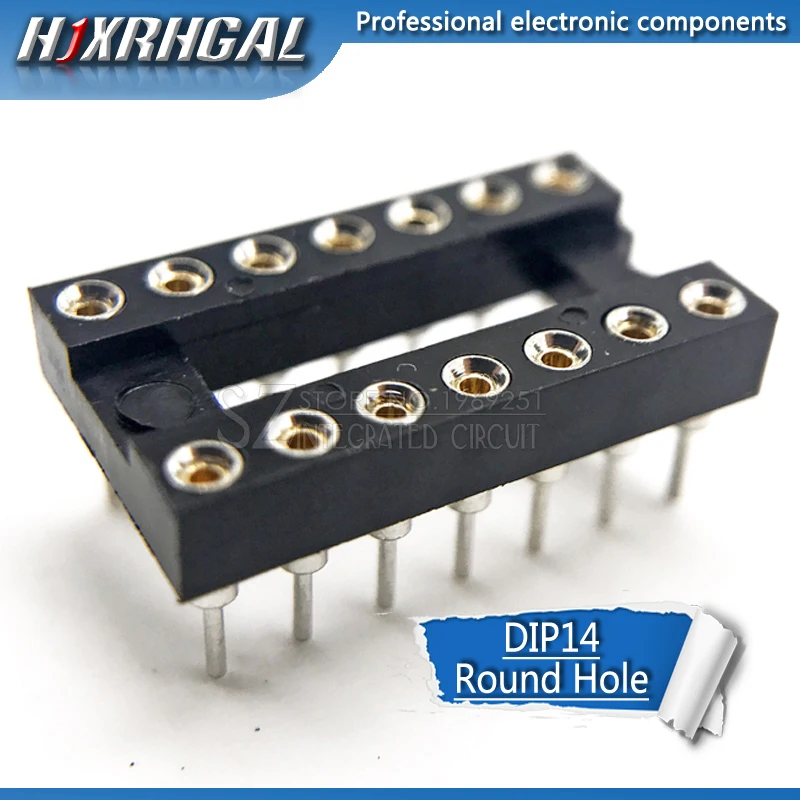 10pcs Dip-14 Round Hole 14 Pins 2.54mm Dip Dip14 Ic Sockets 14 Pin 2.54 ...