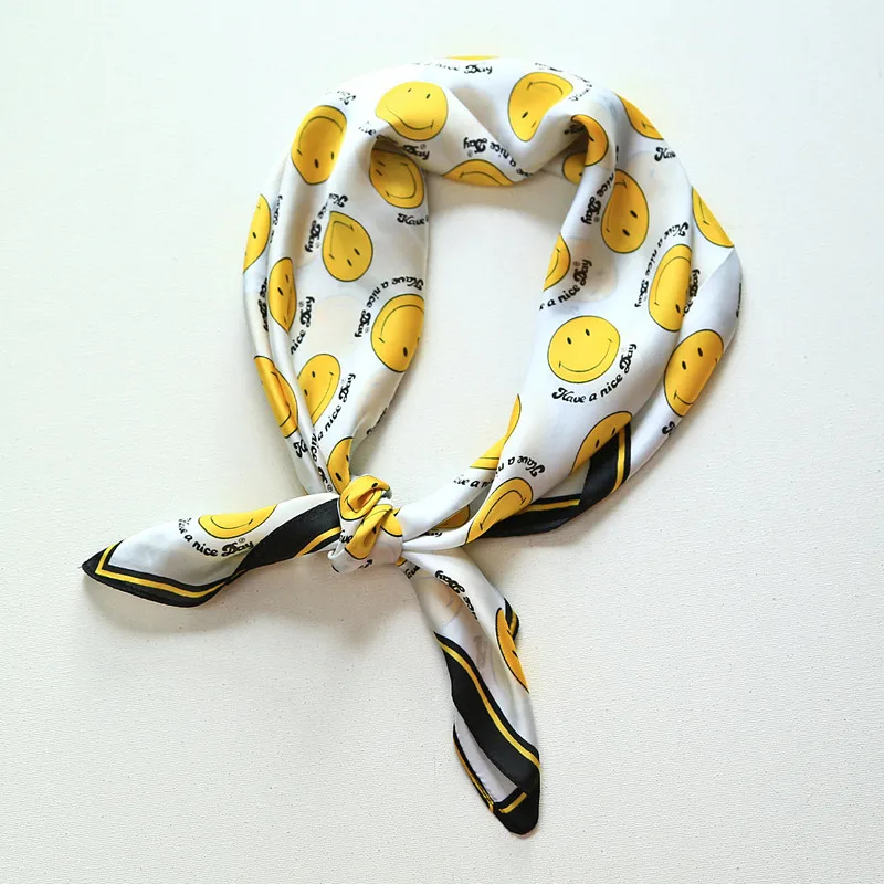 Women chiffon Scarf Printed Professional Square Small Scarf Neckerchief ...