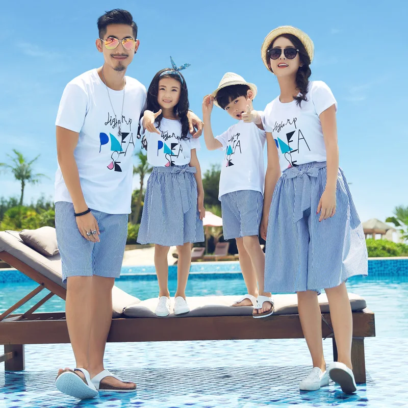 Brand Summer Family Matching Clothes Children Fashion Casual Beach ...