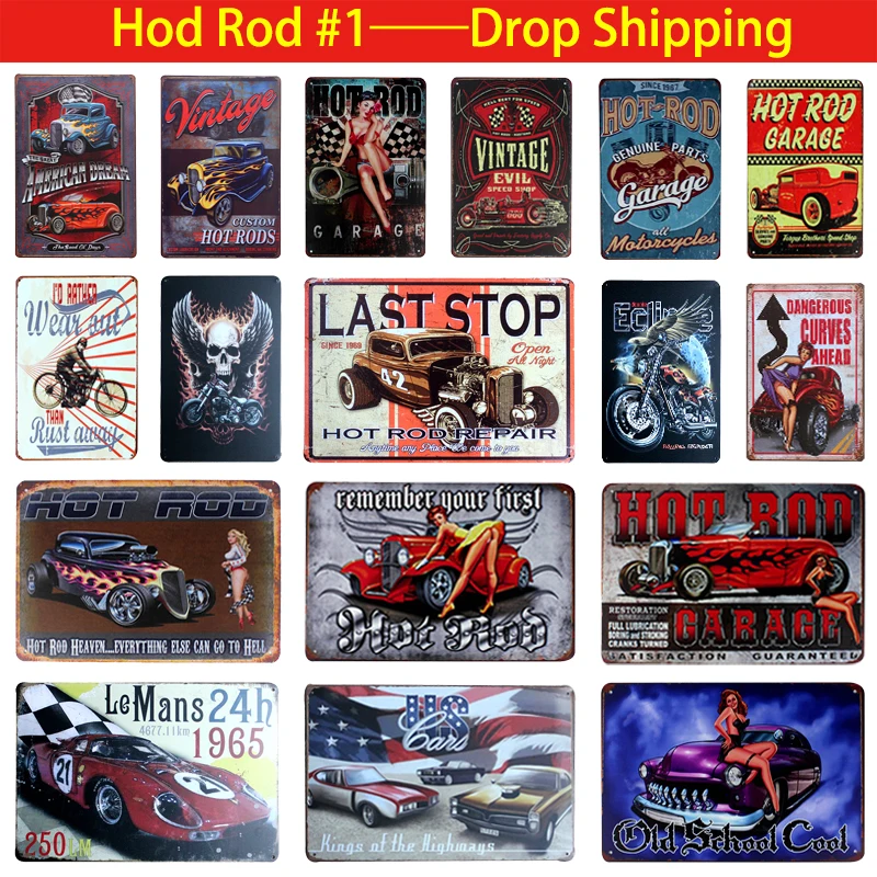 [ Hod Rod ] Vintage Metal Sign Bar Decoration Tin Sign Vintage Poster ...