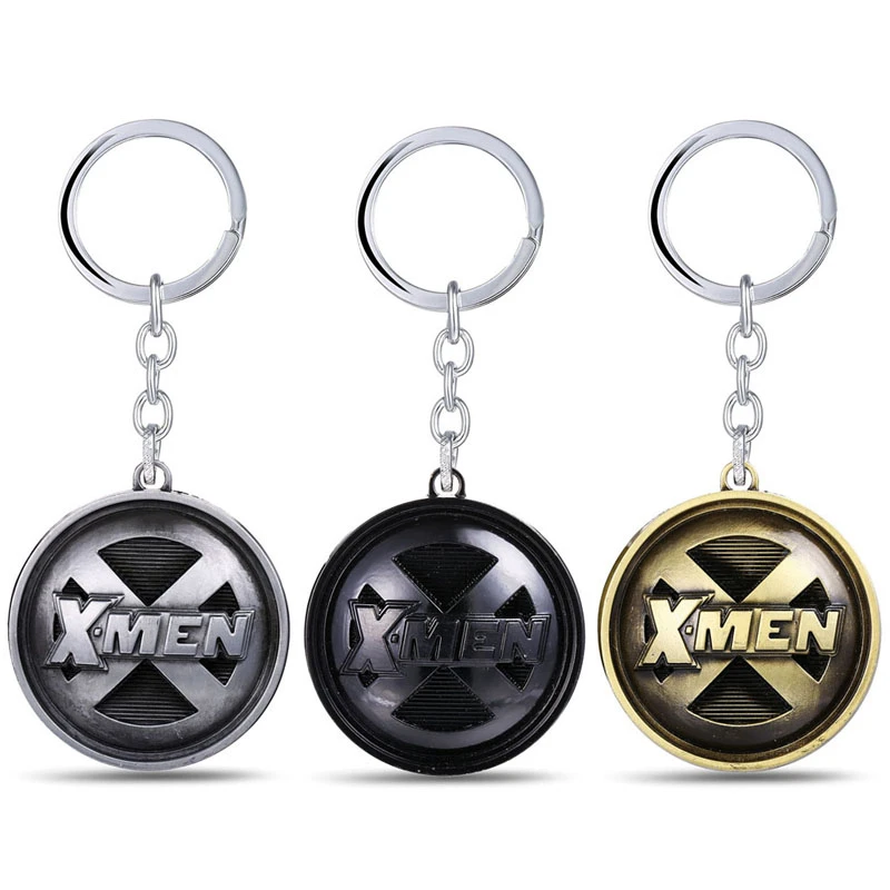 3 Color X Men Logo Keychain Metal Zinc Alloy Round Shield Key Chain ...