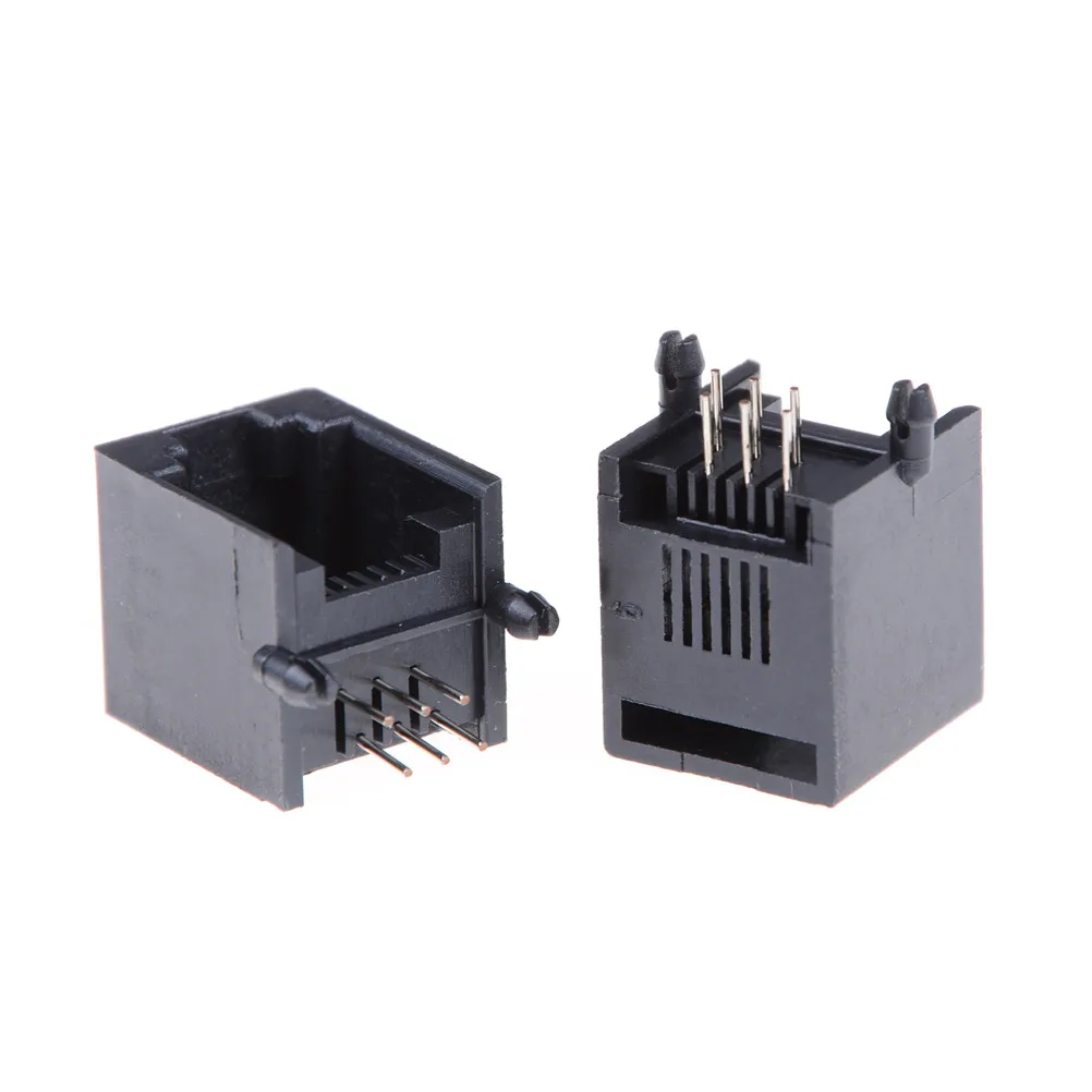 10PCS/Lot 6Pin Black RJ12 RJ11 Socket Telephone Crystal Female 6p6c ...
