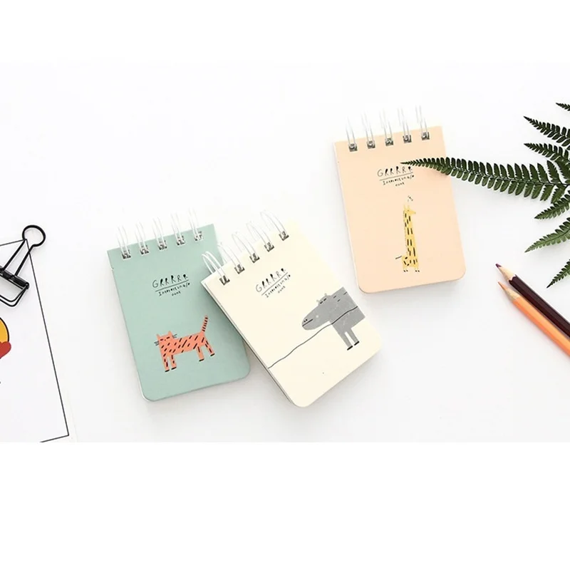 Mini spiral coil notebook Cute love cat Animal tiger giraffe memo book ...