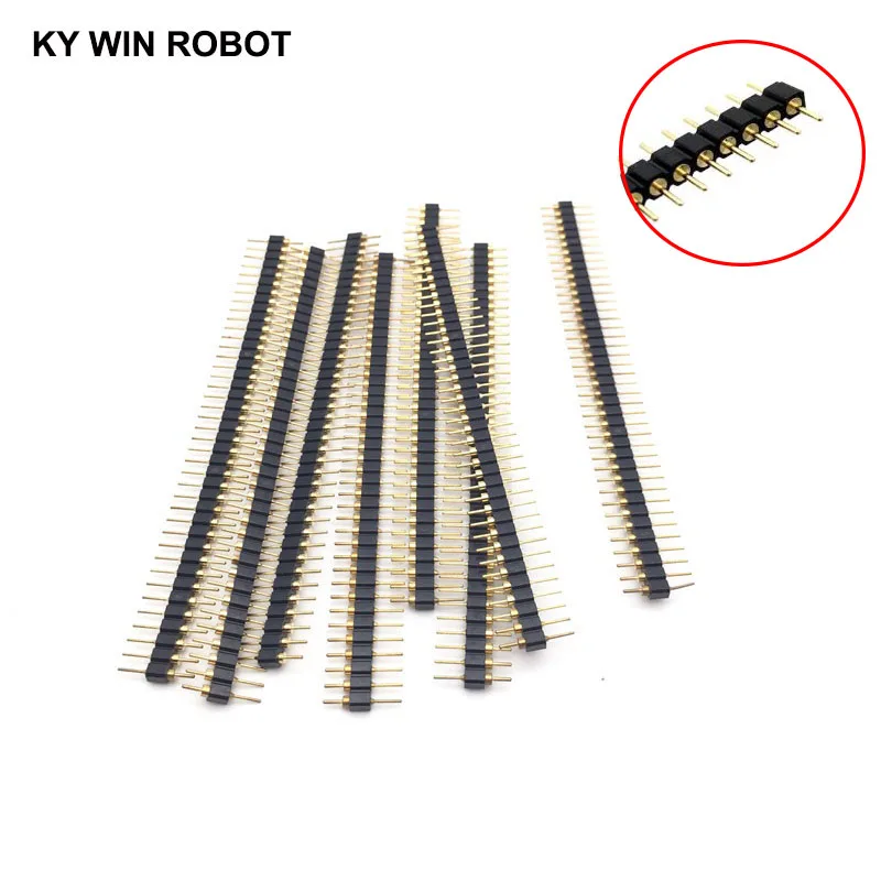 5pcs 40 Pin Connector Header Round Needle 1x40 Golden Pin Single Row ...