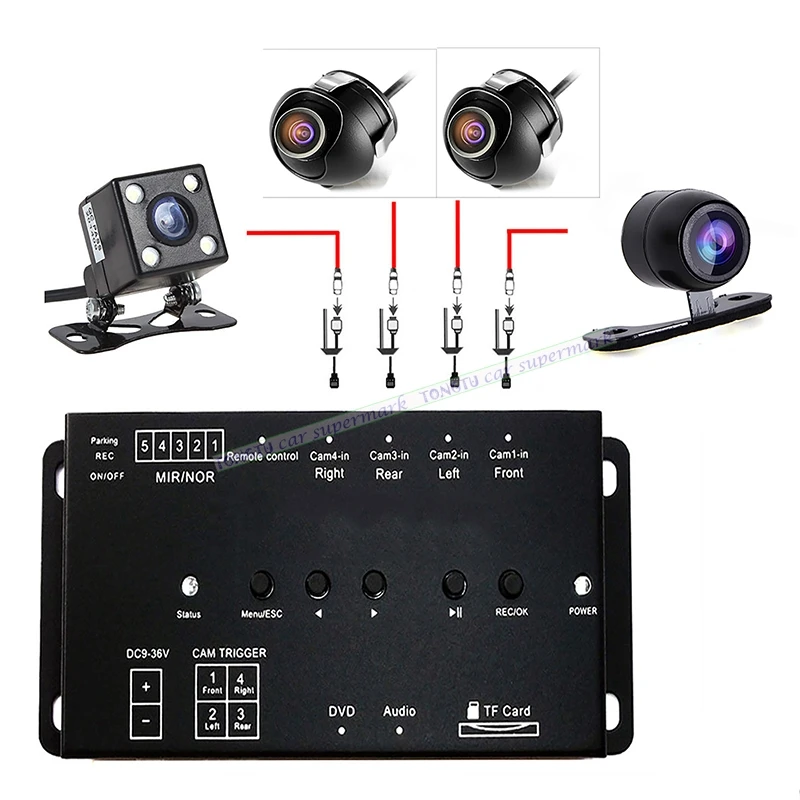 360 Degree Full Parking View With Front/Rear/Right/Left 4 Cameras DVR ...
