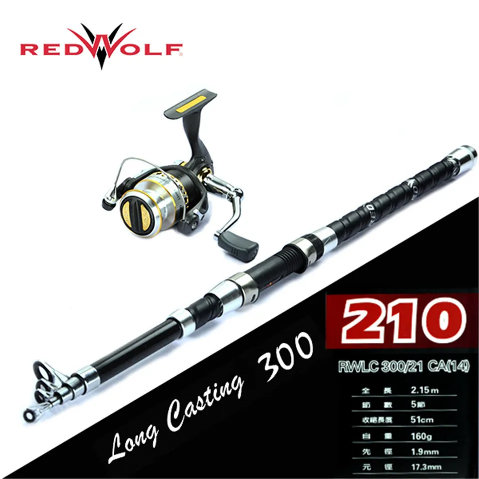 Redwolf Brand 2.1m Telescopic Fishing Rod Carbon Fiber Hi-tech Spinning ...