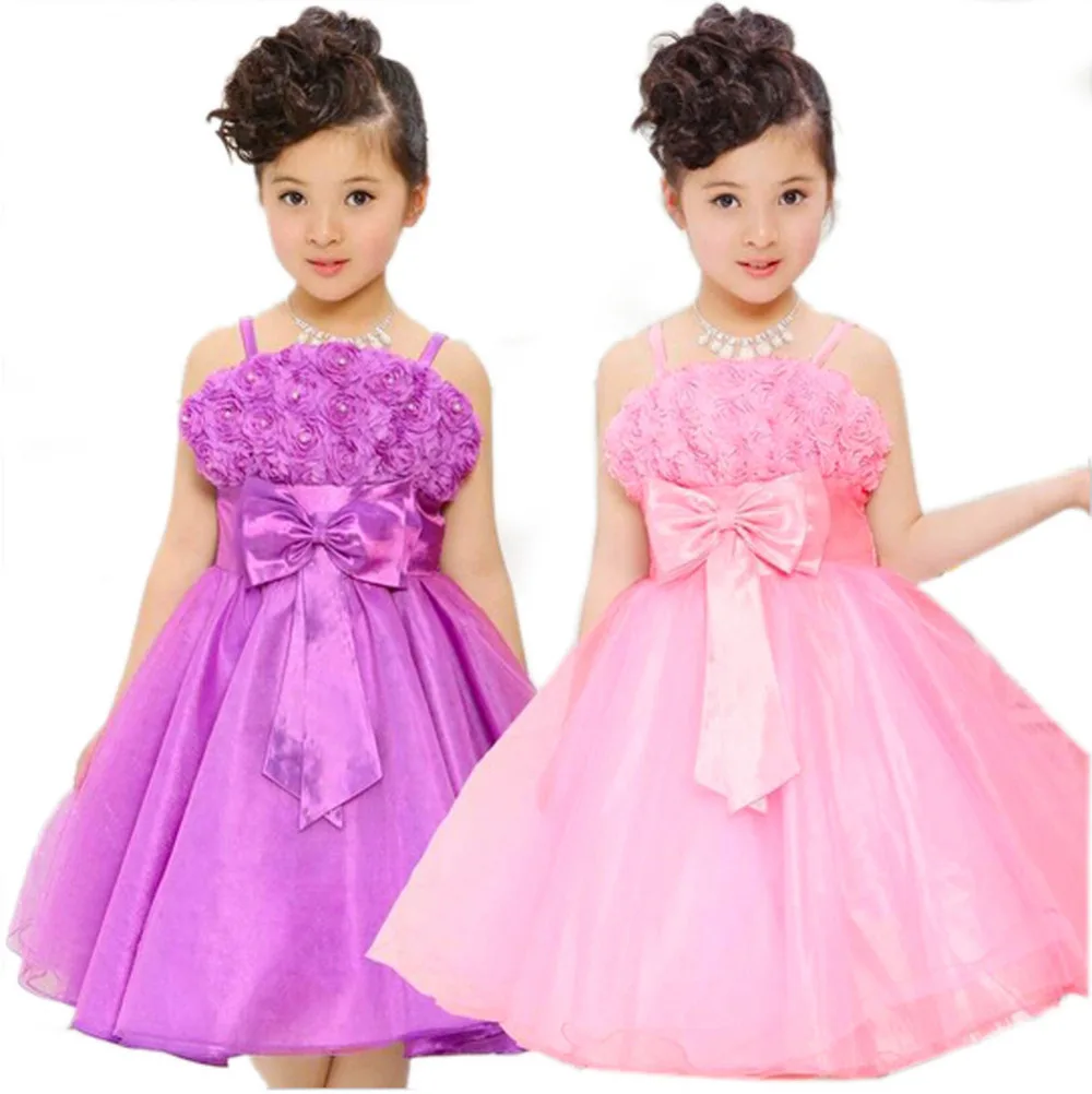 C8 Hot Pink 2015 Baby Kids Girl Dress Floral Princess costume Children ...