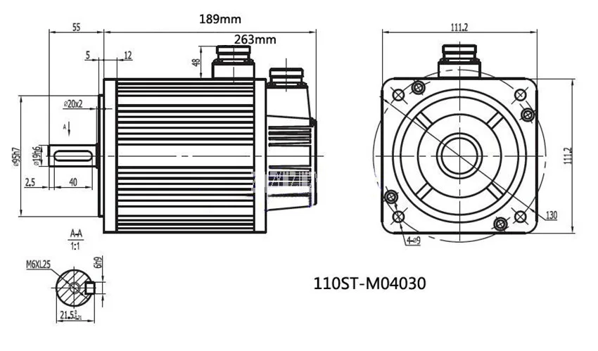 1.2KW 220 V AC серводвигатель 3000 RPM 4N. M 19 мм 110ST 110ST-M04030 ...