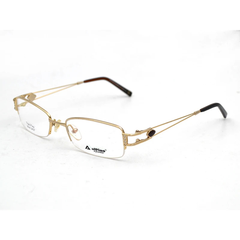 Crystal-Decorated-Woman-Glasses-Frames-Semi-Rim-Titanium-Hollow-Out ...