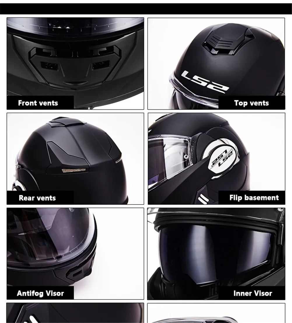 Ls2 Valiant Ff399 Motorcycle Helmet Convertible 180 Flip Up Modular ...