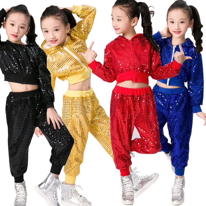 Children Sequins Jazz Dance Modern Cheerleading Hip Hop Costume For ...