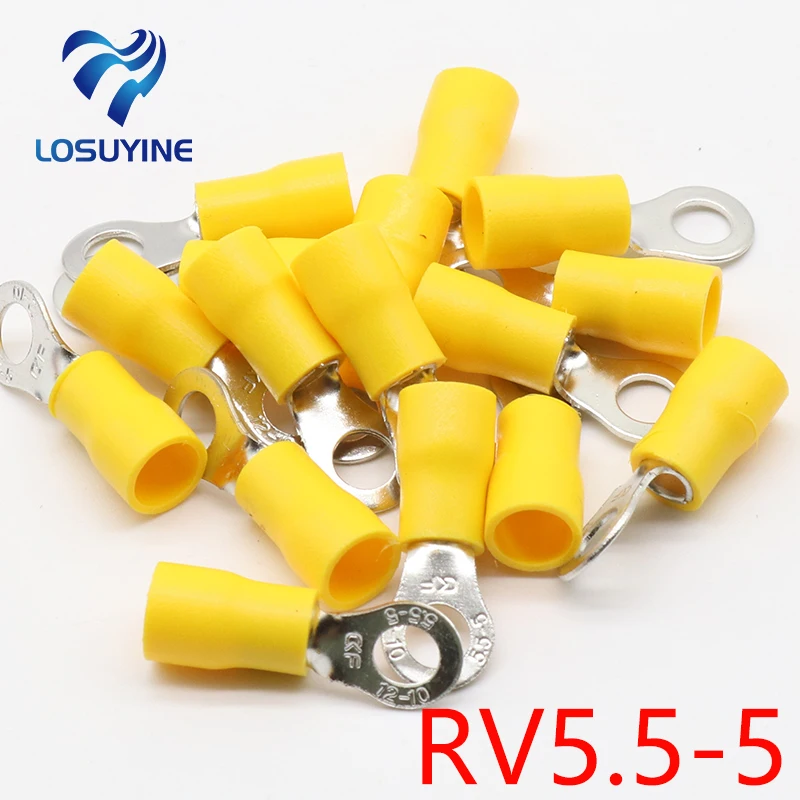 RV5.5 5 Yellow Ring insulated terminal cable Crimp Terminal 100PCS/Pack ...