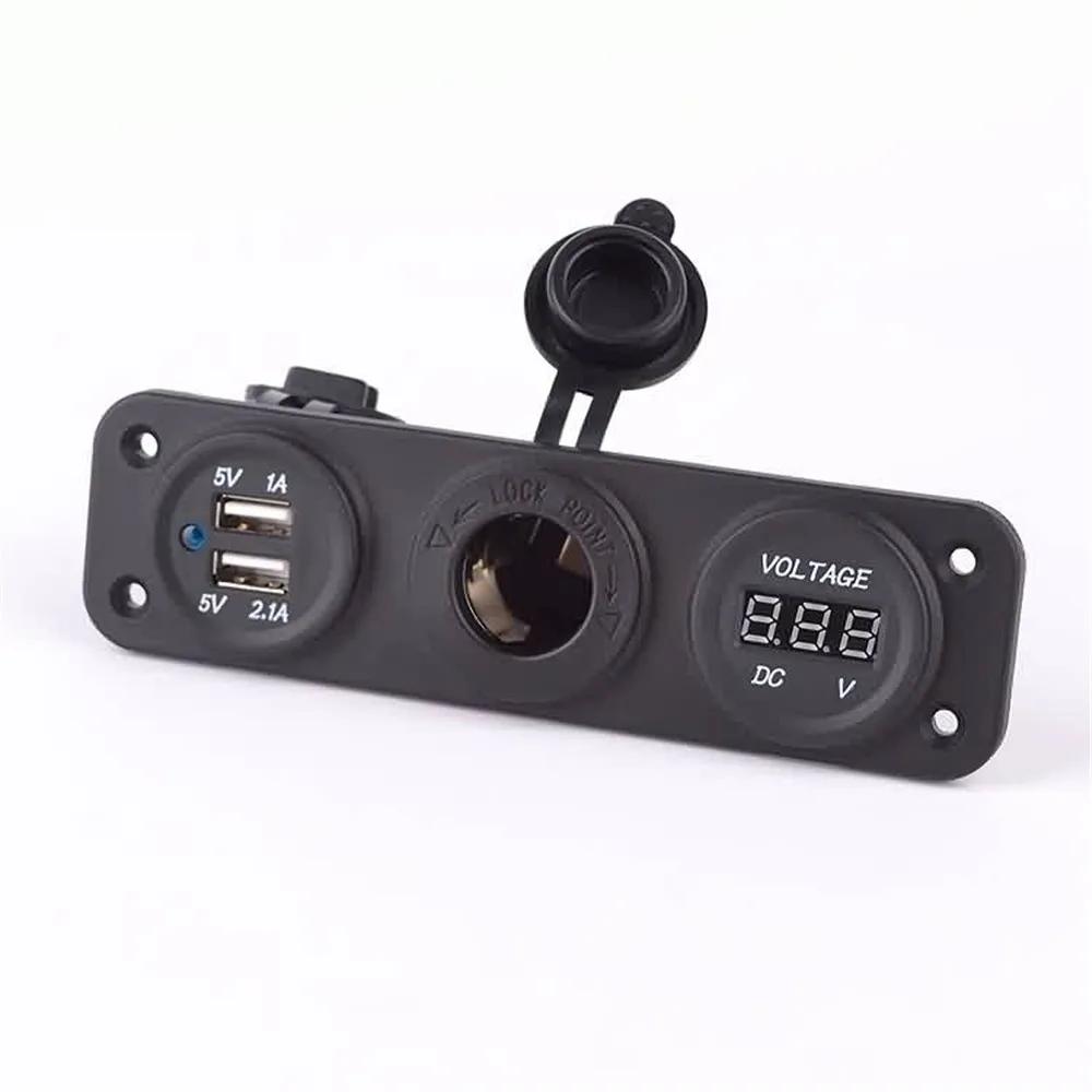 3 In 1 Car Dc 12v 24v Digital Voltmeter Dual Usb 2 Port Power Socket