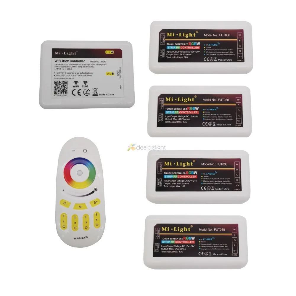 Milight 2.4G 4 zone Touch Screen RF Remote + DC12 24V RGBW Controller ...