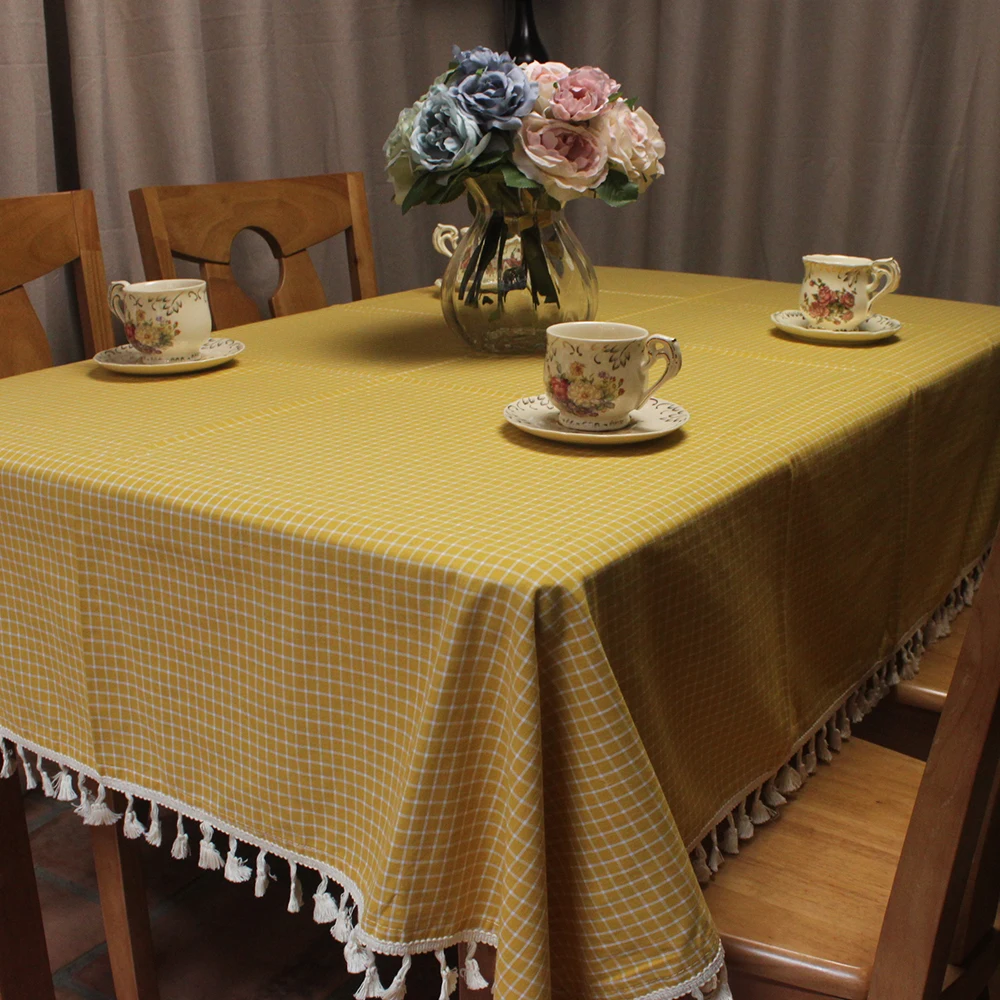 Curcya Yellow / Ice Green Plaid Tablecloth For Tea Tables Japanese ...