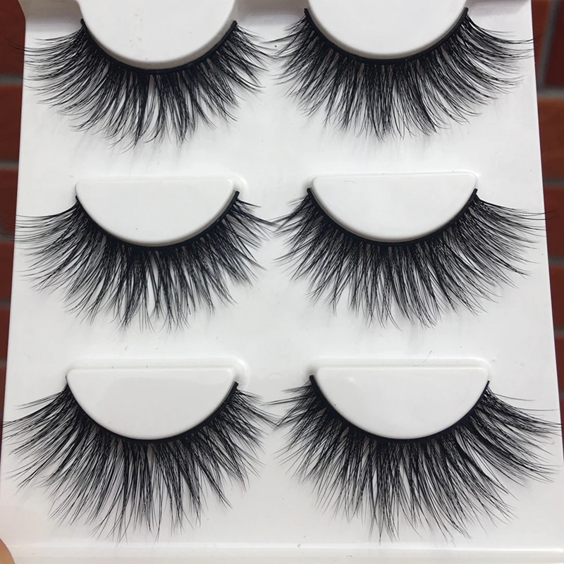 D 15 Winged Soft Cotton 3D False Eyelashes Stitch Cross Messy Natural ...