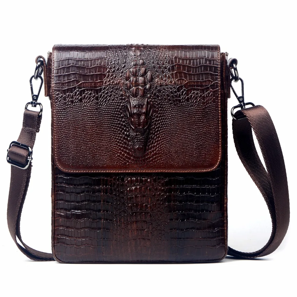Meigardass Genuine Leather Bag For Men Crocodile Alligator Mens