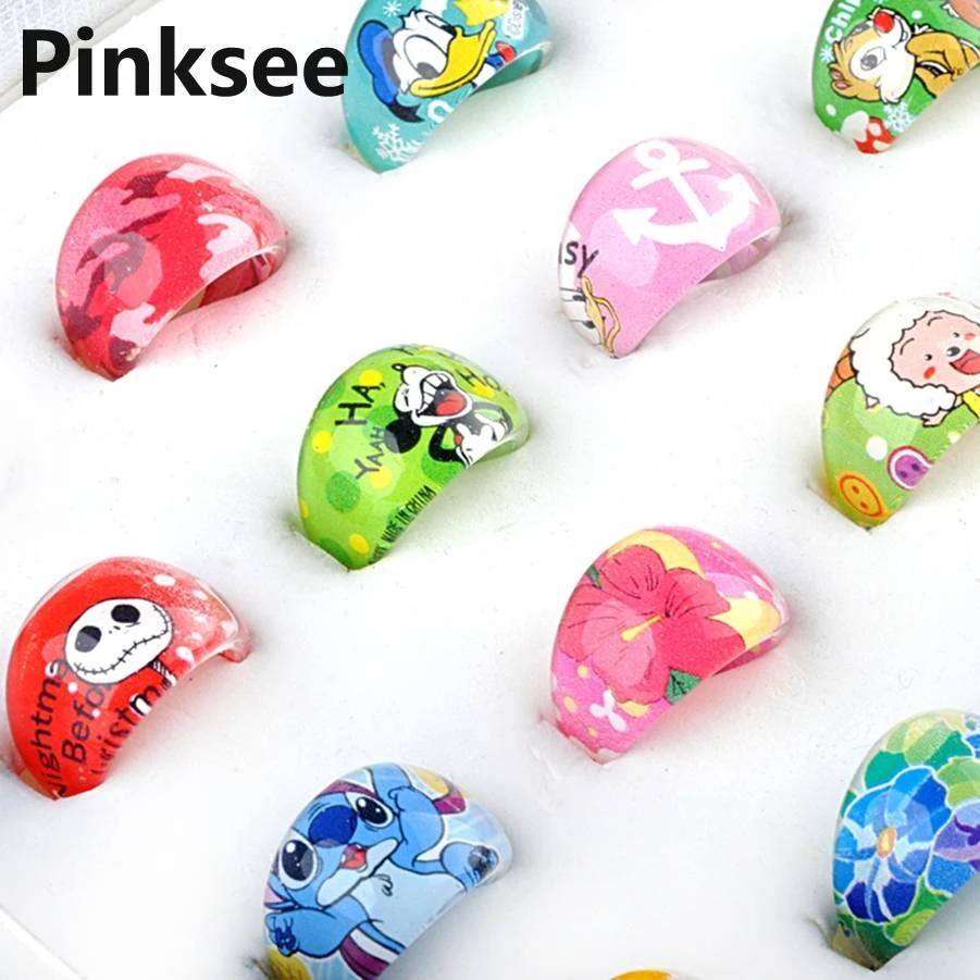 10pcs Wholesale Mixed Lots Cute Cartoon Animal Ring Children Kids Resin ...