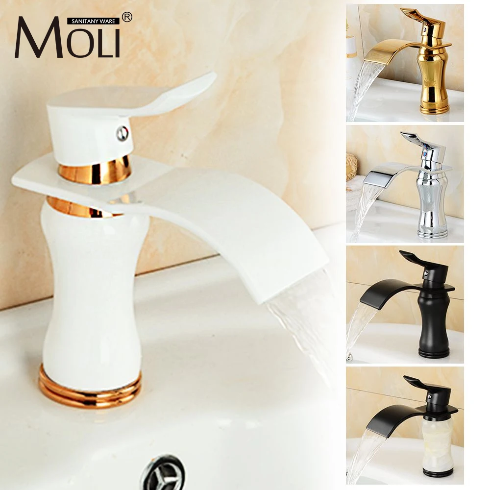 New Arrival Bathroom White Faucet Deck Mounted Cold And Hot Water Tap ...