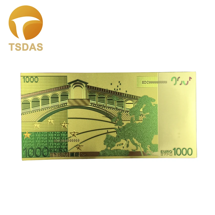 European Commemorative Gold Banknote 10pcs/lot, Colored 1000 Euro Gold ...