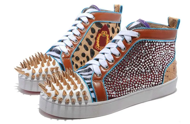 2012 sports CLF036 men shoes rivets leopard grain diamond high top ...