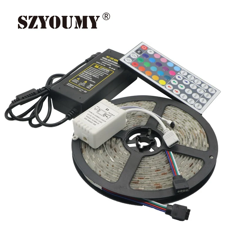 SZYOUMY RGB LED Strip 5050 Waterproof 5M 150LEDS SMD +44Key Controller ...