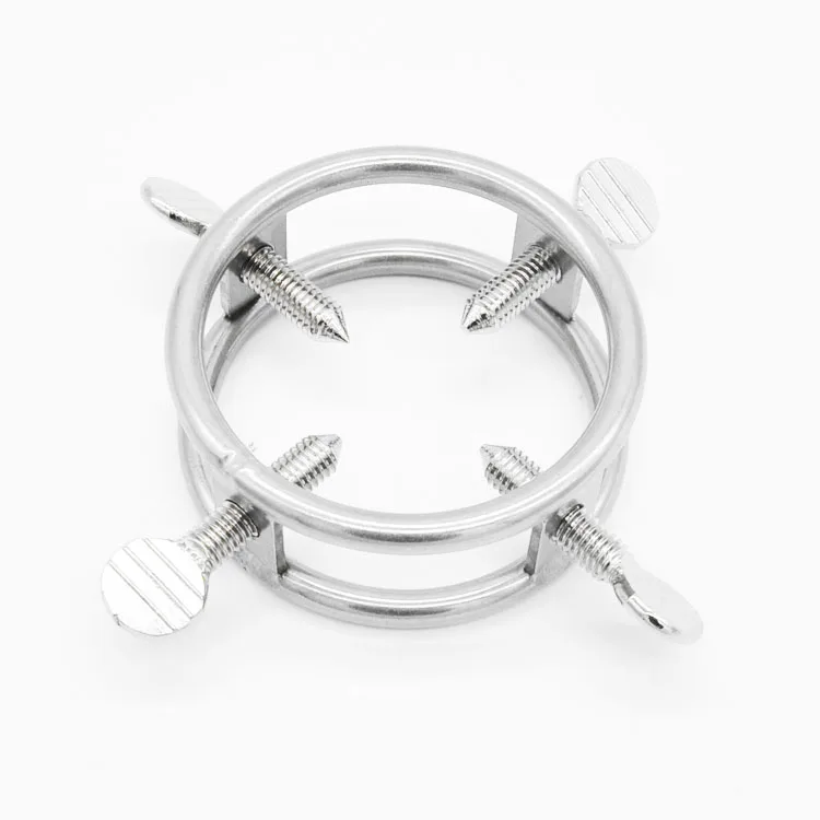 Stainless Steel Spikes Screw Locking Penis Ring,Scrotum Testicle Lock ...
