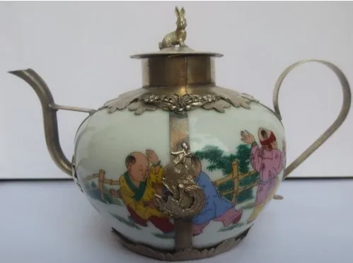 Ancient-Chinese-Tibetan-silver-teapot-ceramic-flagon-Garden-Decoration-100-real-Tibetan-Silver ...