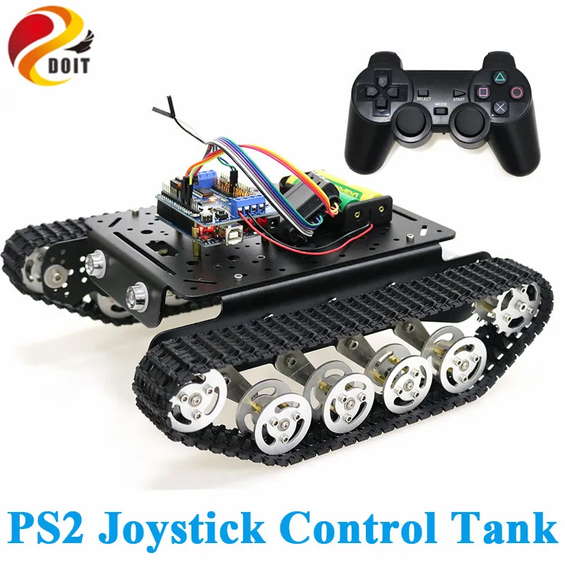 PS2 Joystick Control Shock Absorper Smart Robot Tank Chassis With Dual ...