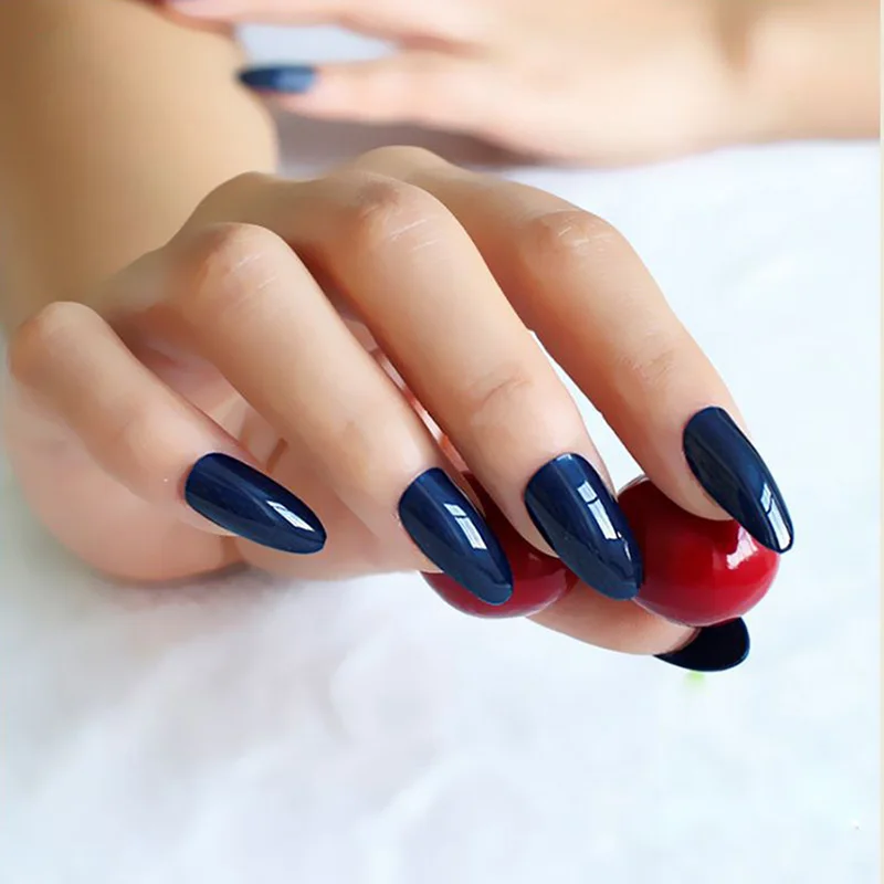 24pcs/set full cover stiletto nails Pure Sharp Ending Fake Artificial ...