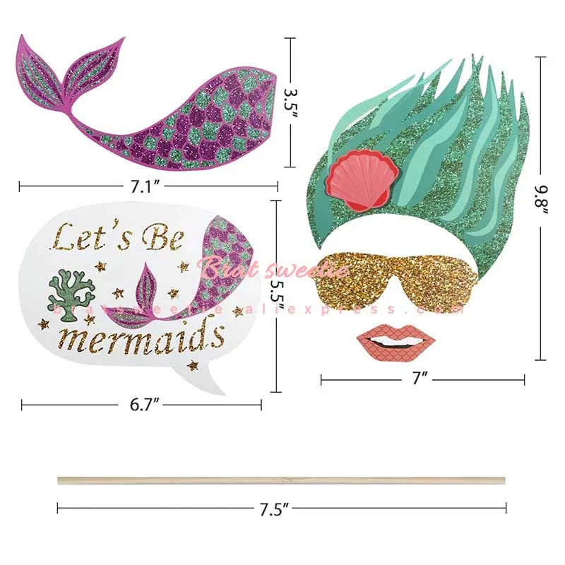 26pcs Mermaid Photobooth Props Kit Little Mermaid Party Favor ...