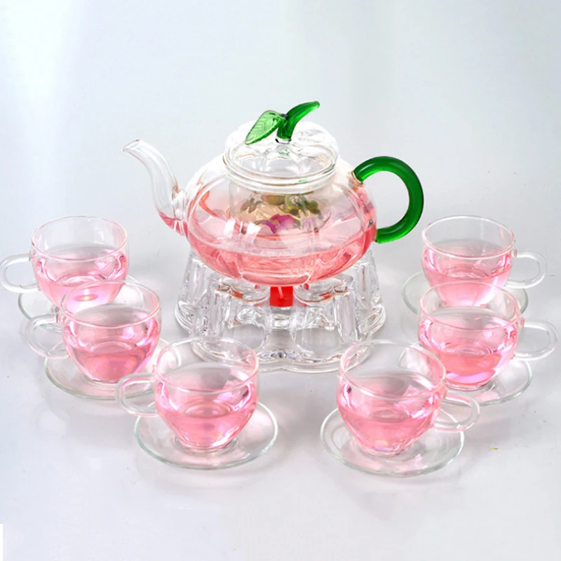 8in1 Gift Tea Set Pumpkin Glass Tea Pot With Glass Infuser , Cups and ...