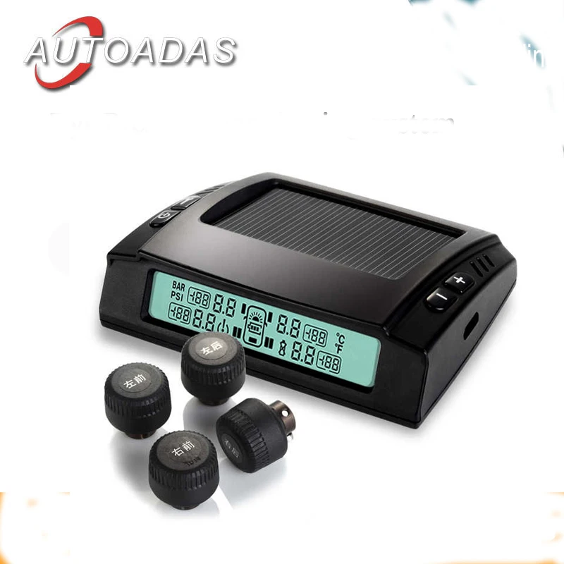 Car TPMS with 4 external sensors psi bar solar LCD USB tpms tools ...