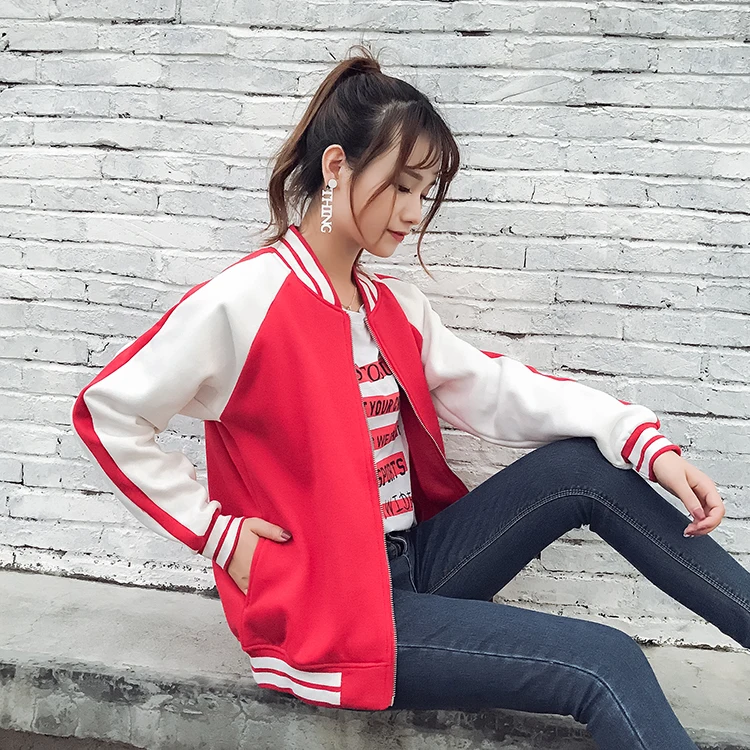 2017 women patchwork color autumn jacket base ball jacket L1368|autumn ...