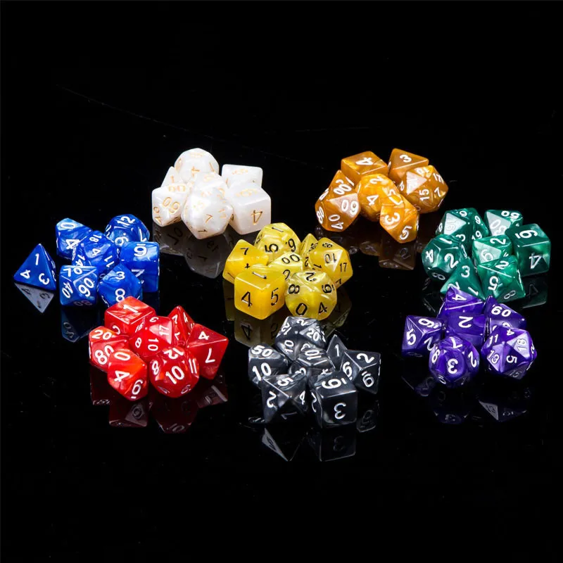 7Pcs/Set 8 Colors Dices Toys Polyhedral 4D 6D 8D 10D 12D 20D Acrylic ...