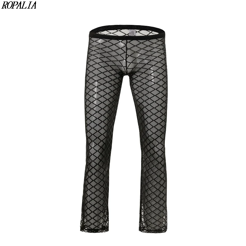 Men's Sexy Mesh Sheer See Through Loose Fit Pants Straight Leg ...