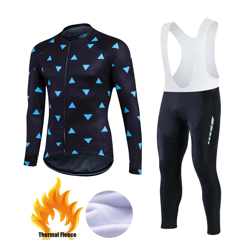 Winter Cycling Set Men Base Layer Long Sleeve Cycling Warm Jersey Set ...