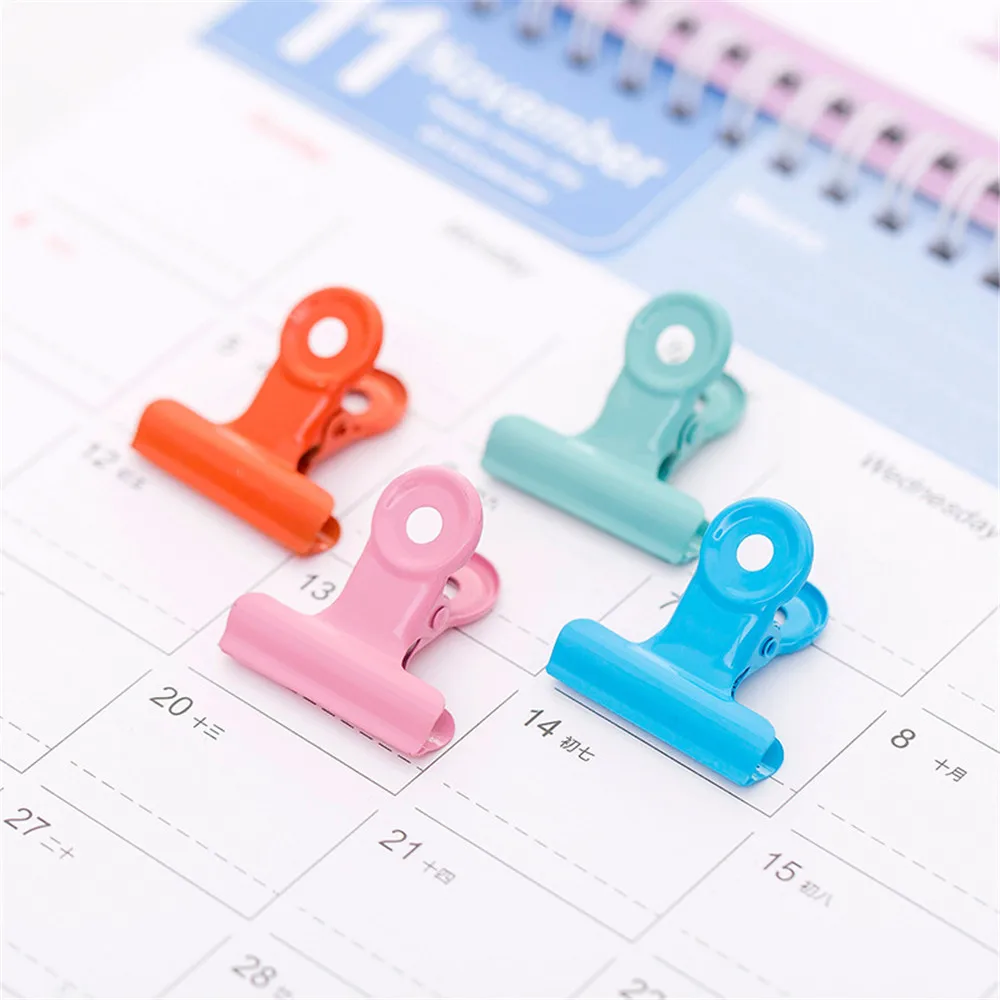 5pcs Metal Binder Clips Kawaii Stationery Cute Macaron Color Metal ...