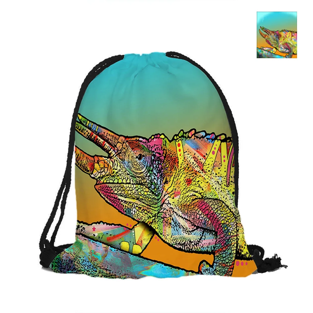Amphibian Printing Drawstring Backpack For Beach School Shopping ...