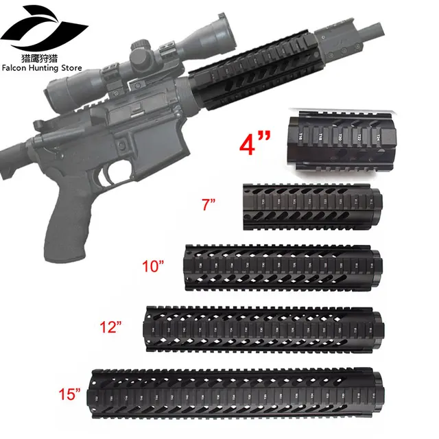 AR 15 M16 M4 Handguard 4,7,10,12,15 inch Free Float Quad Rail Handguard ...